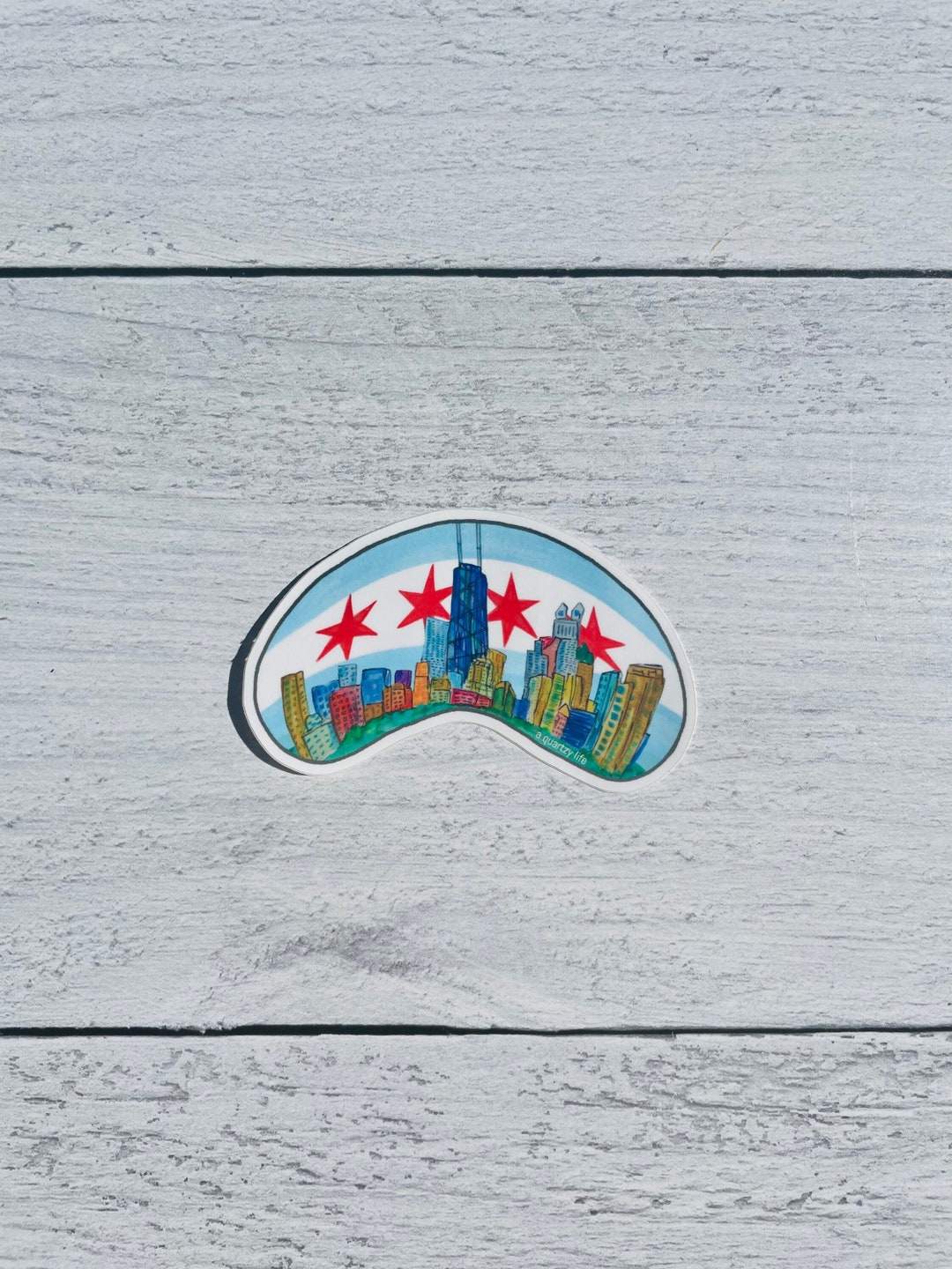 Chicago Flag Bean Skyline Sticker for Water Bottle, Laptop, Car - Etsy