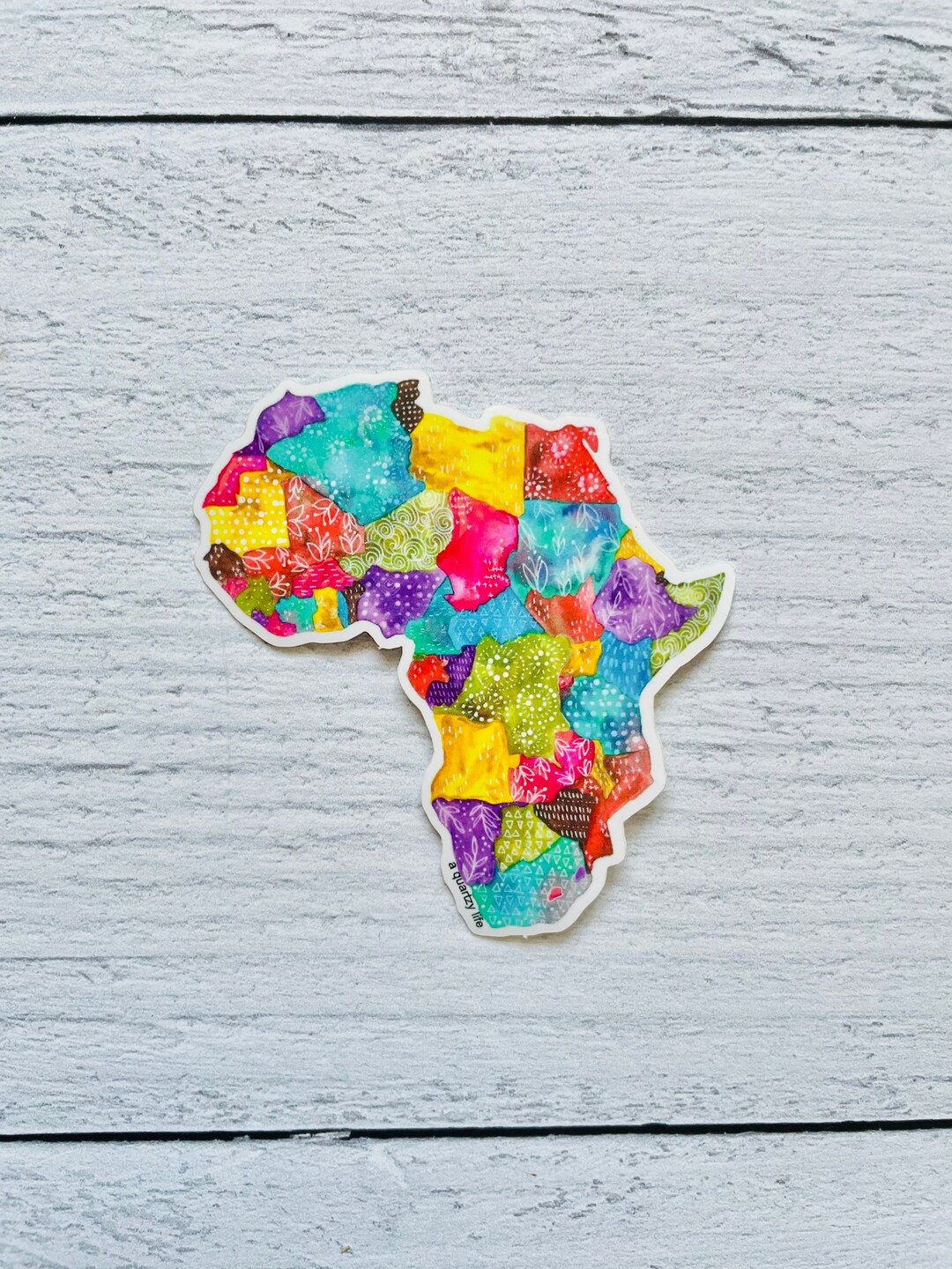 Africa Sticker | Patchwork Pattern Africa Decal | World Travel Decal - Etsy