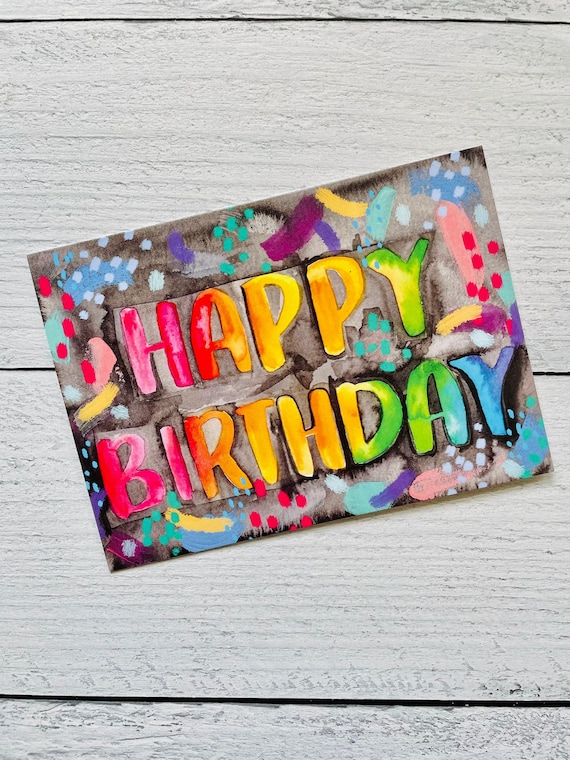 Fun Colorful Birthday Card Paint Splatters Birthday Card | Etsy