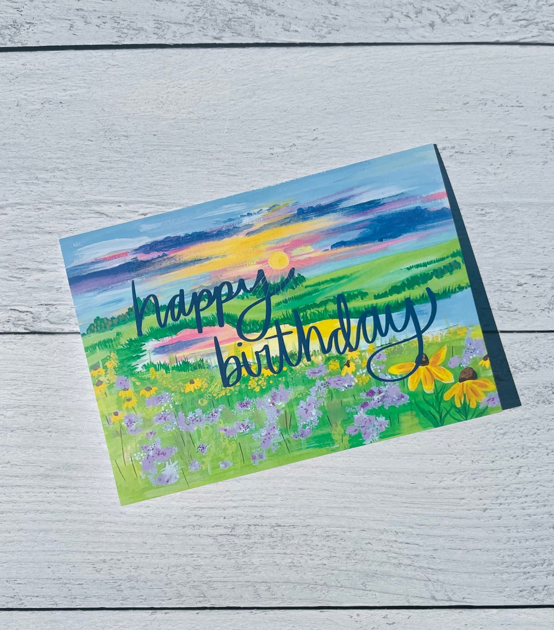 Sunset Landscape Birthday Card - Etsy