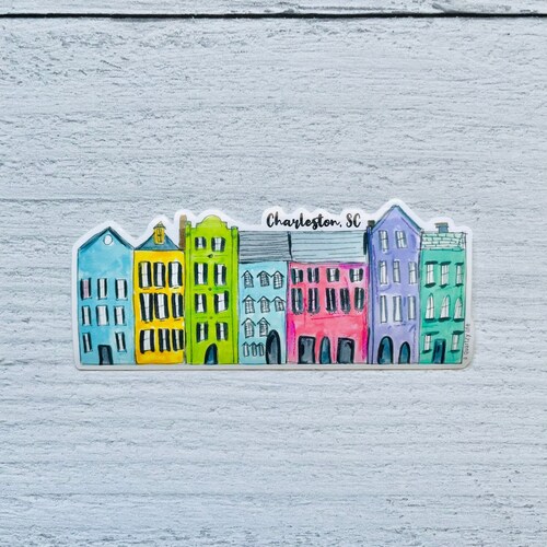 Charleston Rainbow Row Sticker - Etsy