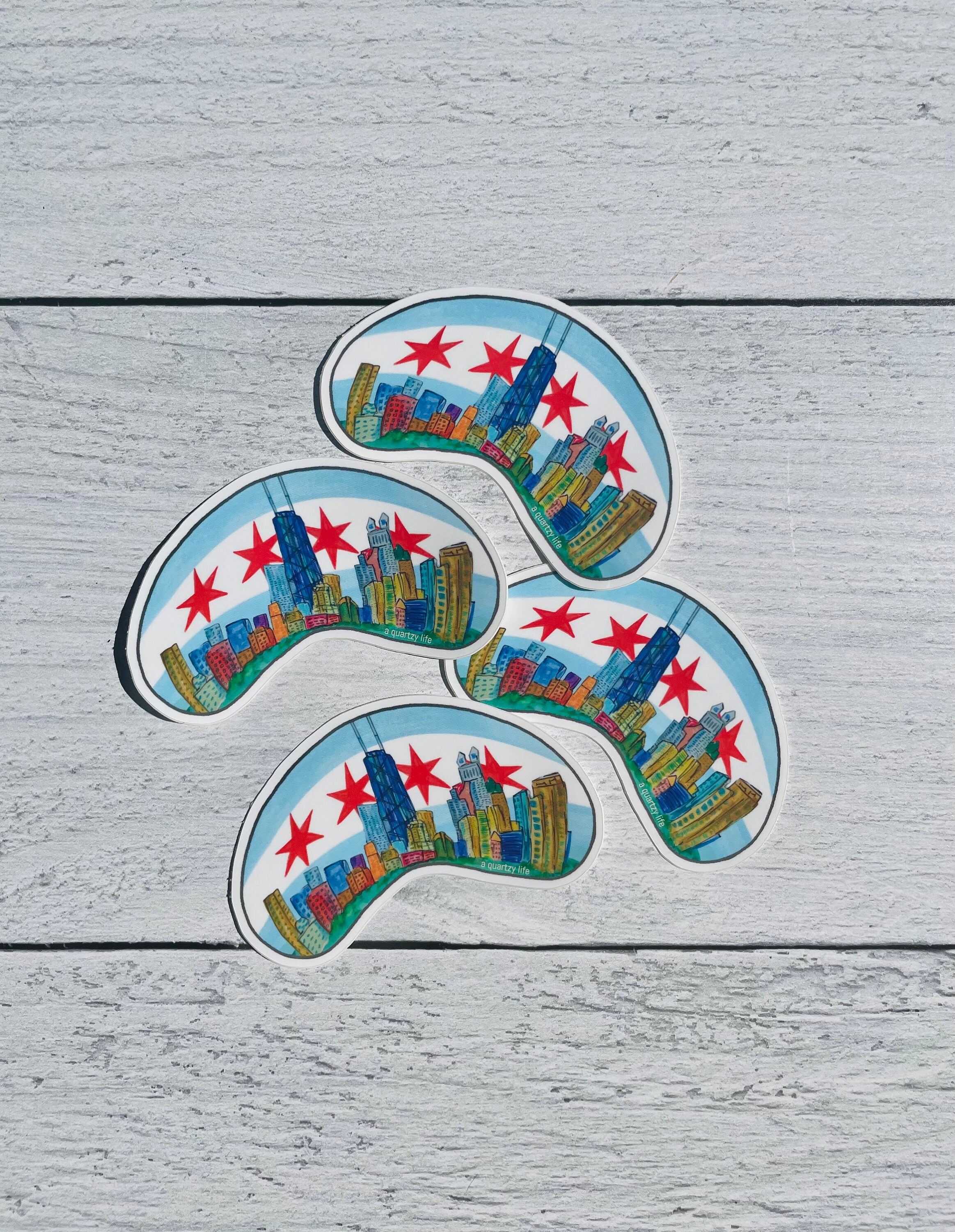 Chicago Flag Bean Skyline Sticker for Water Bottle Laptop - Etsy