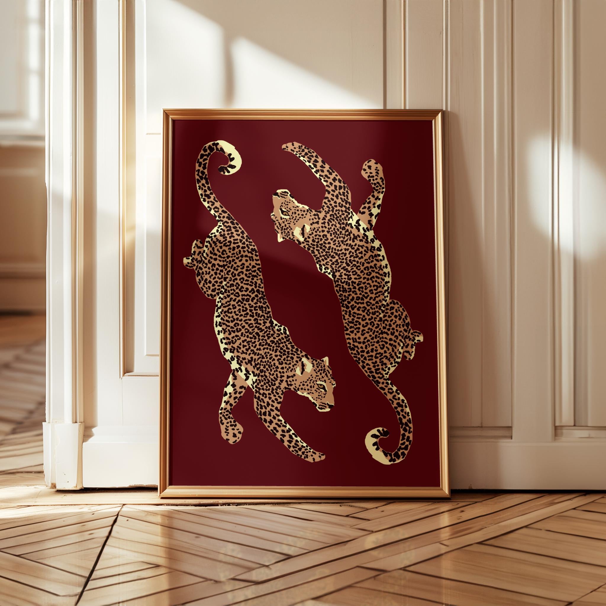 Stylish Leopard Wall Art, Burgundy Printable Art, Trendy Artwork ...