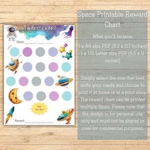 Printable Space Reward Chart Behaviour Charts Kids Routine Chore Chart ...