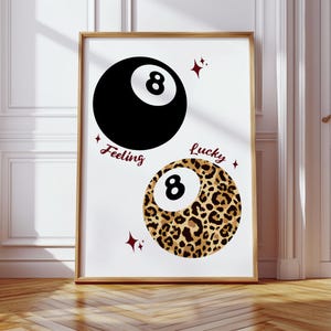 Feeling Lucky Art Print, Stylish Leopard Print Magic 8 Ball Digital ...