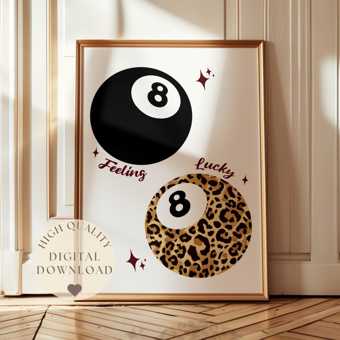 Feeling Lucky Art Print, Stylish Leopard Print Magic 8 Ball Digital ...