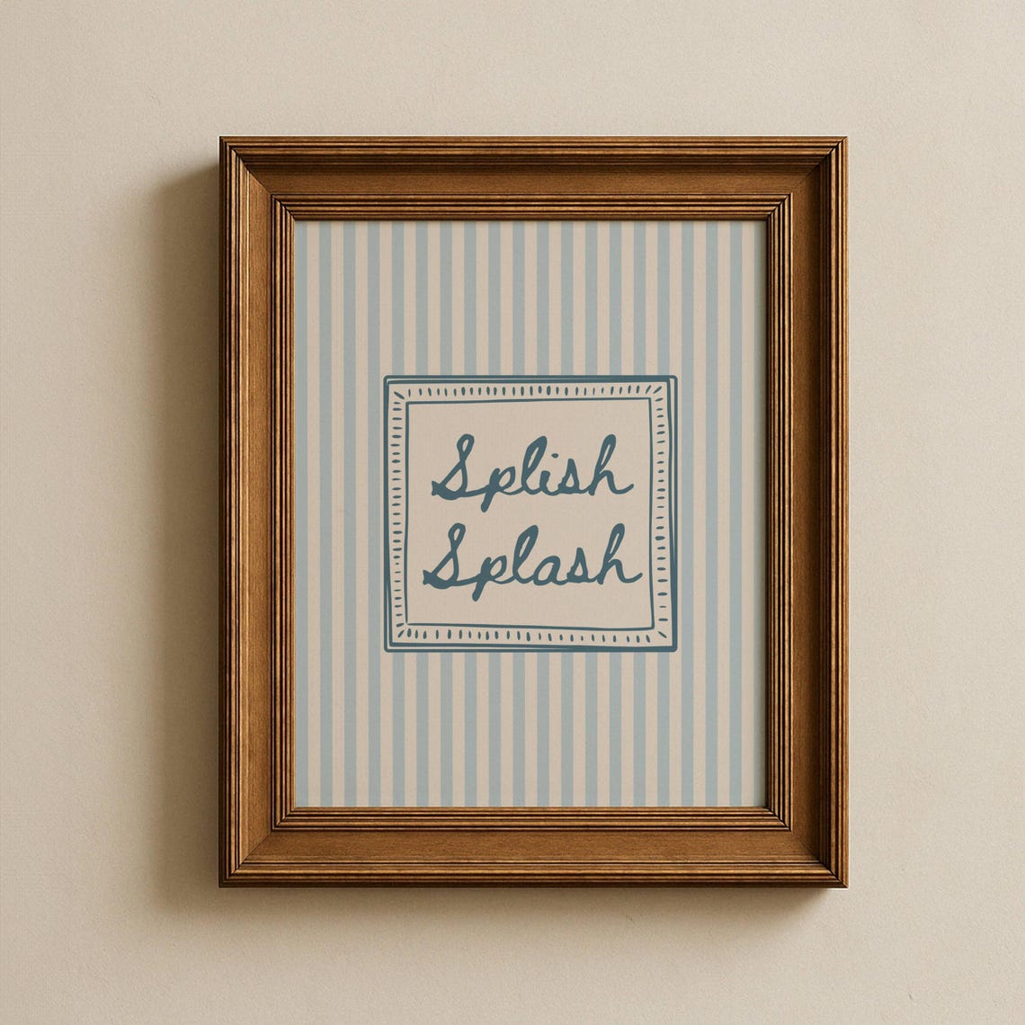 Splish Splash Print | Blue Bathroom Decor | Vintage Striped Wall Art ...