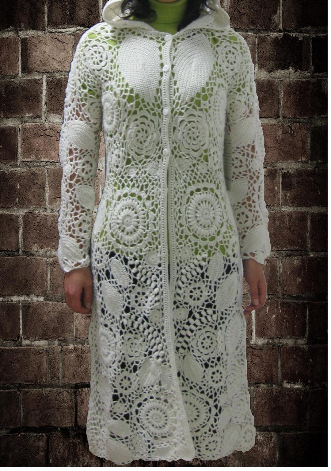 Cardigan Irish Lace Crochet Knitted Acryllic Wool off White, Size 36(S ...