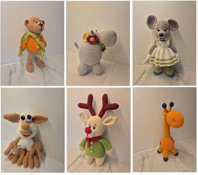 8 Amigurumi Toys Figures Crochet Knitted I 100% Cotton - Etsy