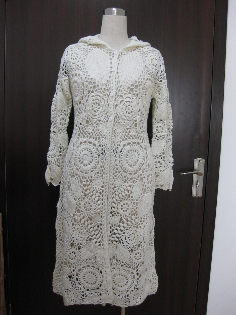 Cardigan Irish Lace Crochet Knitted Acryllic Wool off White, Size 36(S ...