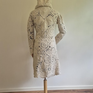 Cardigan Irish Lace Crochet Knitted off White Acryllic Wool Size 36(S ...