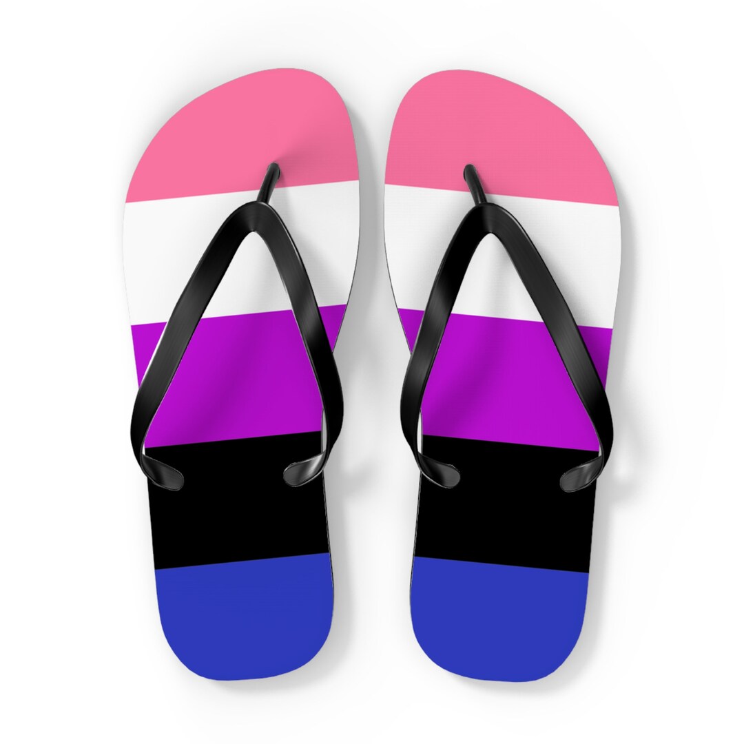 Flip Flops, Gender Fluid LGBTQIA Gay Flag Sandals Unisex Shoes, Slip ...
