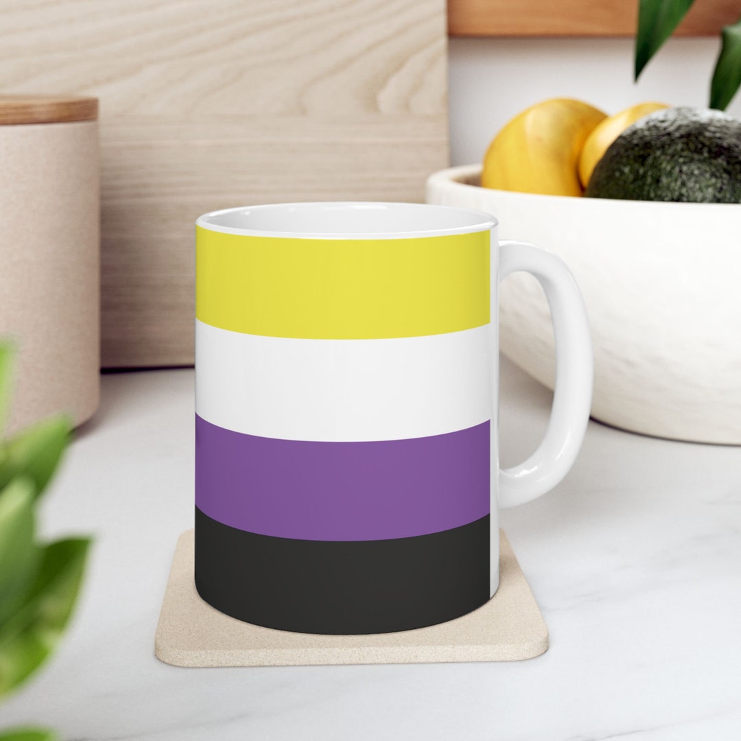 Non Binary Coffee Mug (11 Oz) | LGBTQ+ Ceramic Mug, Non Binary Flag ...