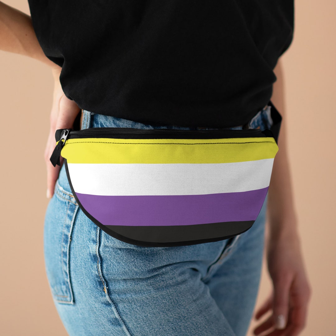 Non Binary Flag Fanny Pack | LGBT Pride Unisex Belt Bag With Zippers ...