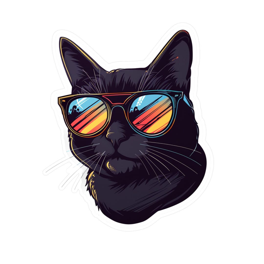 Kiss-cut Vinyl Decals, Cool Cat - Etsy