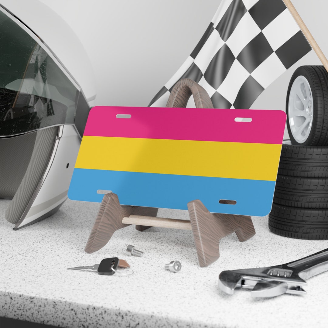 Pansexual Flag Vanity Plate LGBTQIA Flag Car Decoration Aluminum Car ...