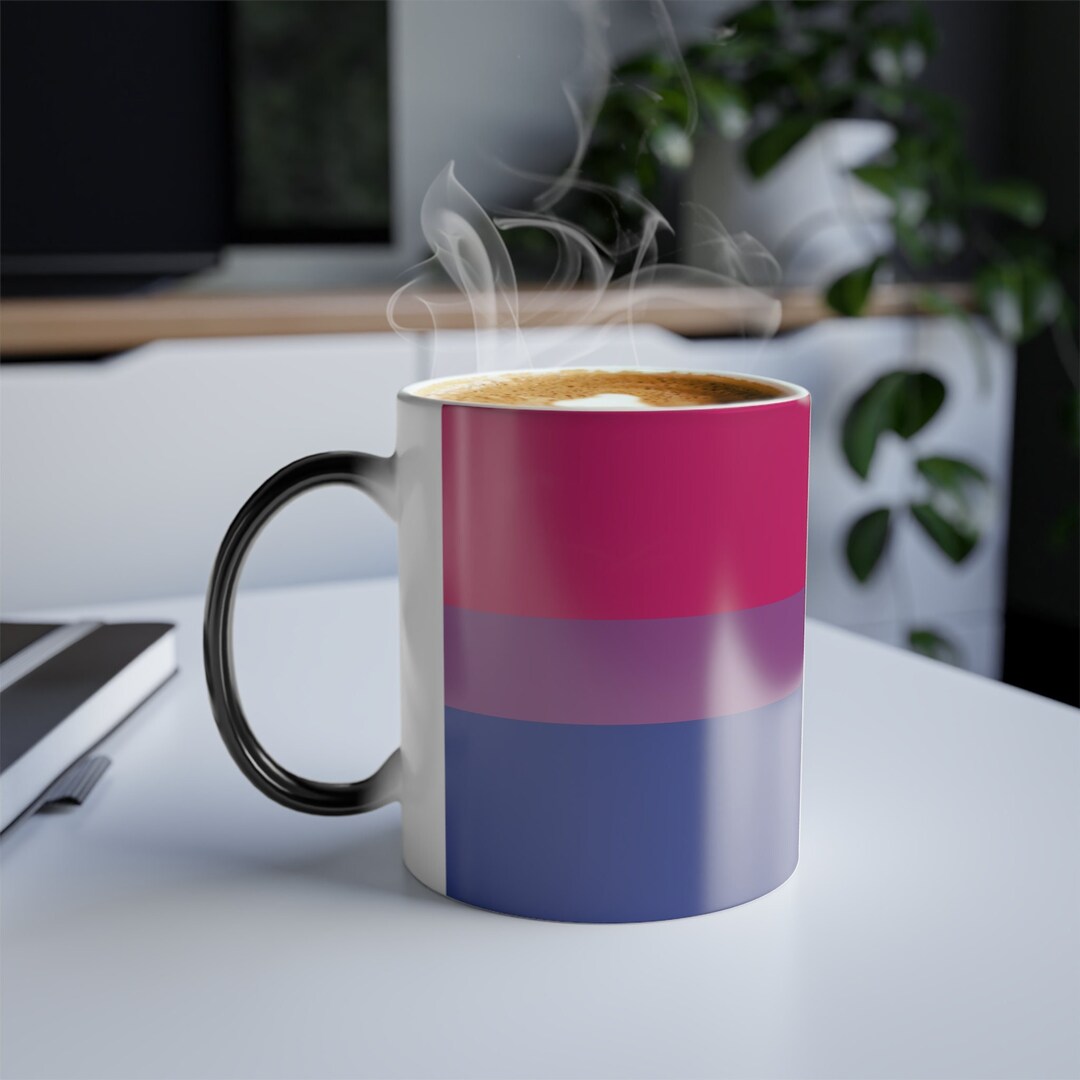 11 Oz magic Ceramic Mug, Bisexual Flag LGBT Pride Merch Heat Reactive ...