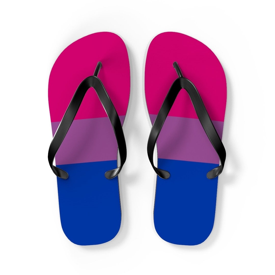 LGBTQ Flip Flops, Bisexual Pride Flag Sandals Unisex Shoes, Slip Ons ...
