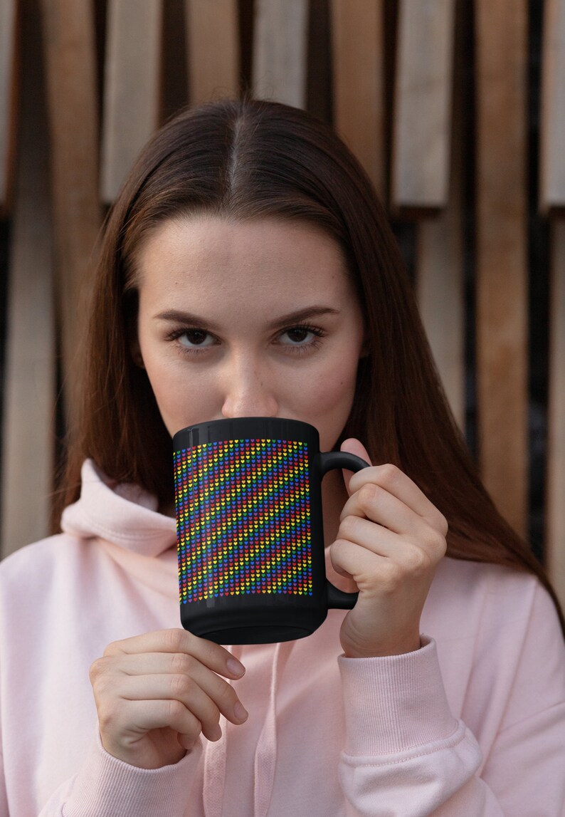 Rainbow Flag Coffee Mug 15 Oz Lgbtqia Pride Home Collection Dishwasher
