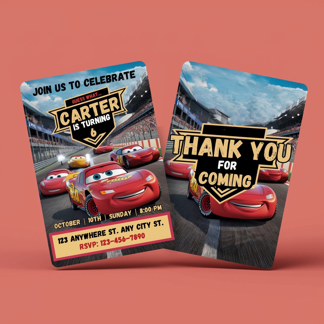 Cars Birthday Invitation Kids Birthday Mobile Invite Lightning Mcqueen ...