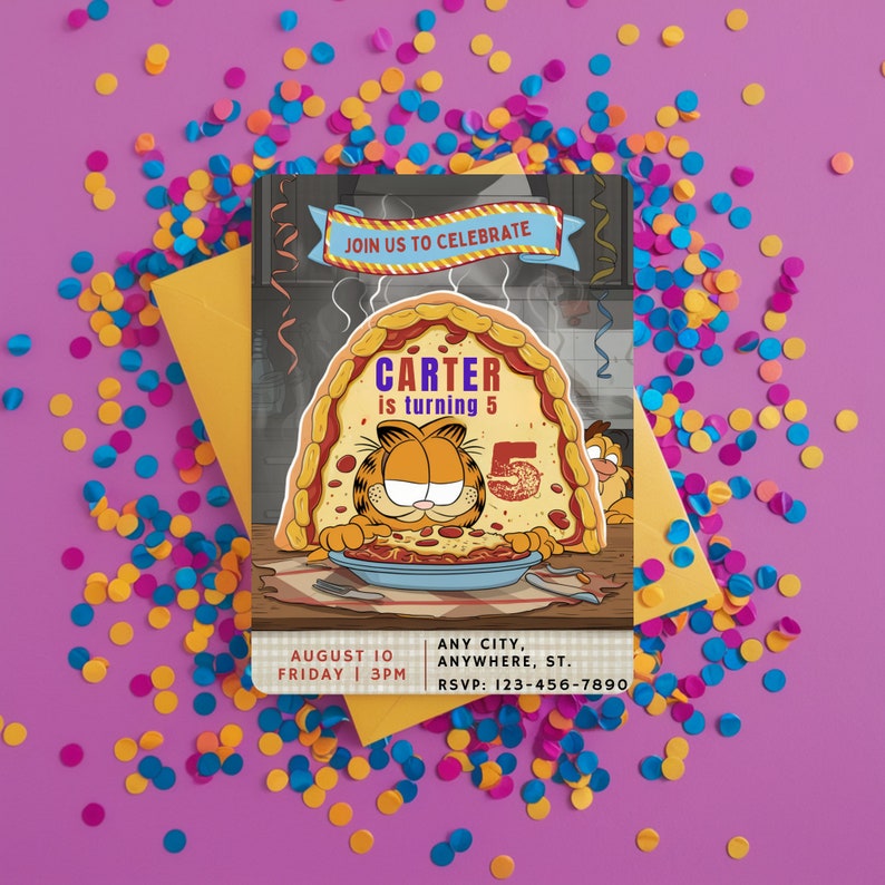 Printable Garfield Movie Birthday Party Invitation, Editable Garfield ...