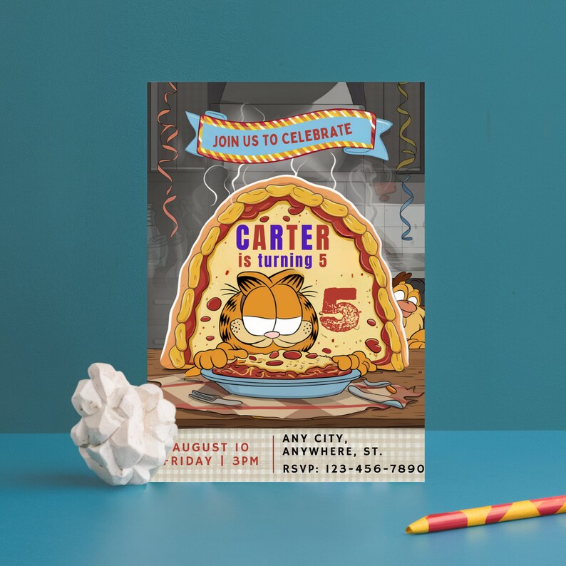 Printable Garfield Movie Birthday Party Invitation, Editable Garfield ...