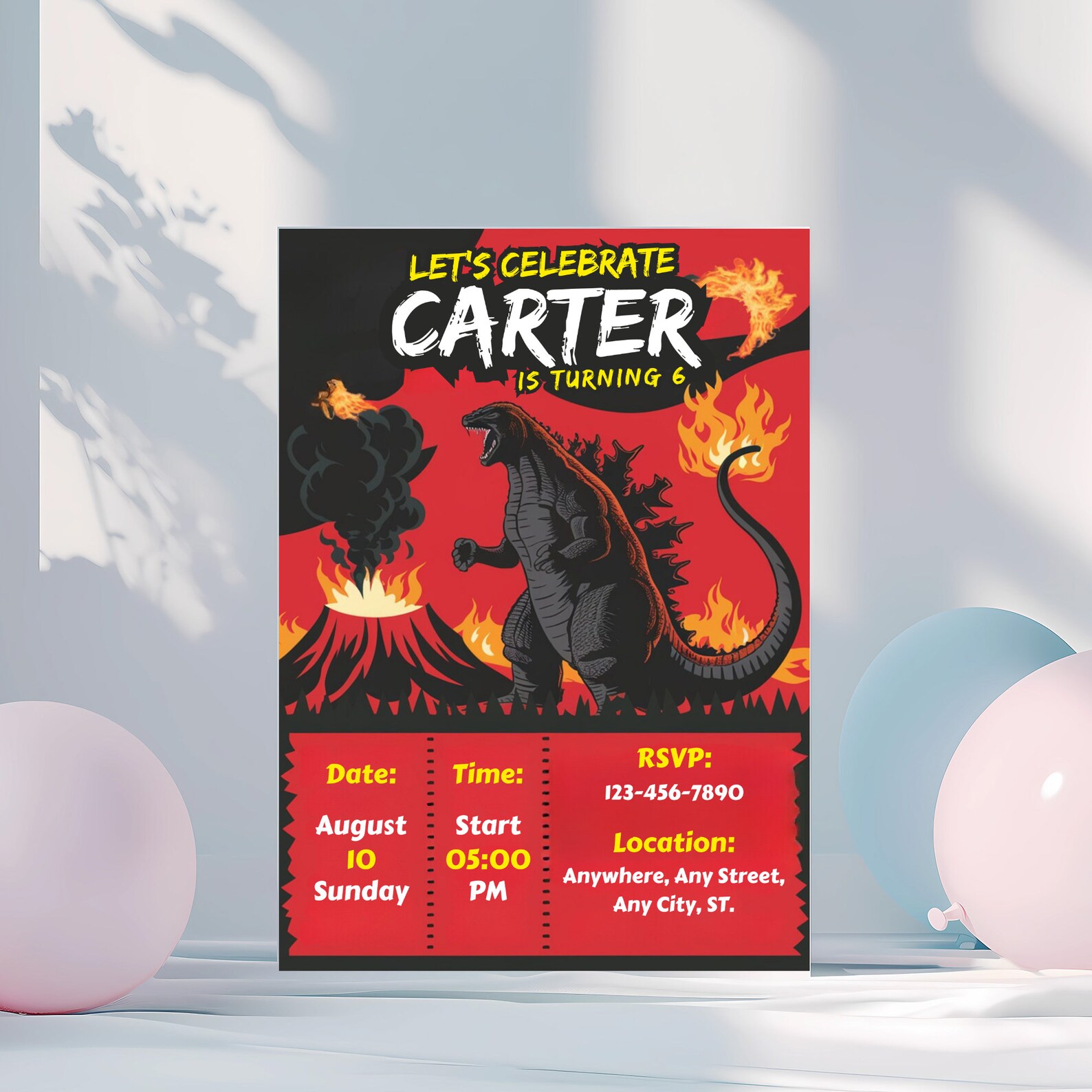 Customizable Godzilla X Kong Kids Birthday Party Invite Printable ...