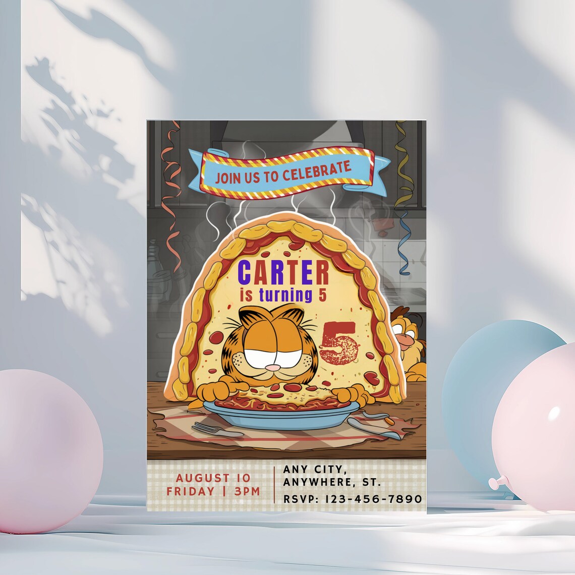 Printable Garfield Movie Birthday Party Invitation, Editable Garfield ...