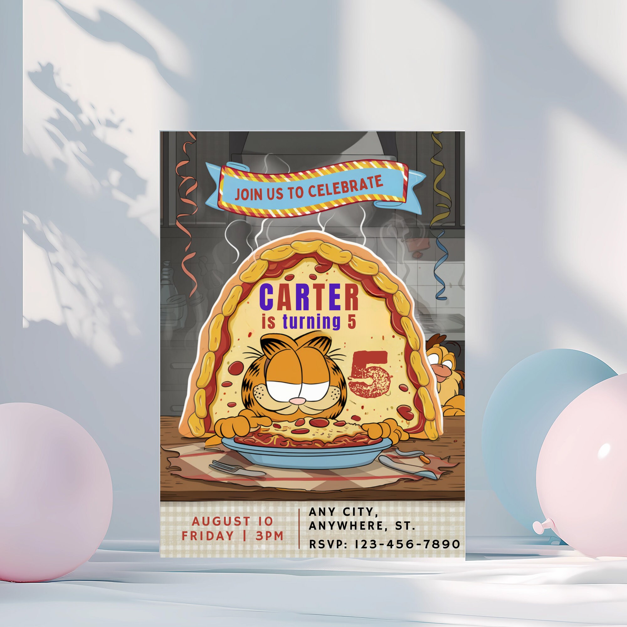 Printable Garfield Movie Birthday Party Invitation, Editable Garfield ...