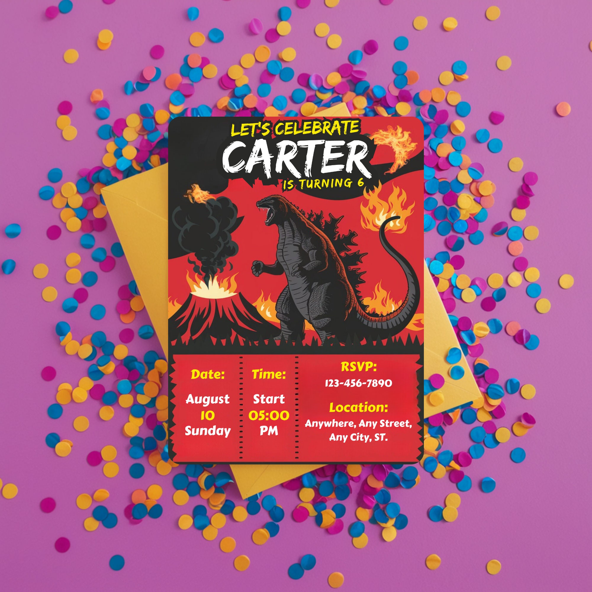 Customizable Godzilla X Kong Kids Birthday Party Invite Printable ...
