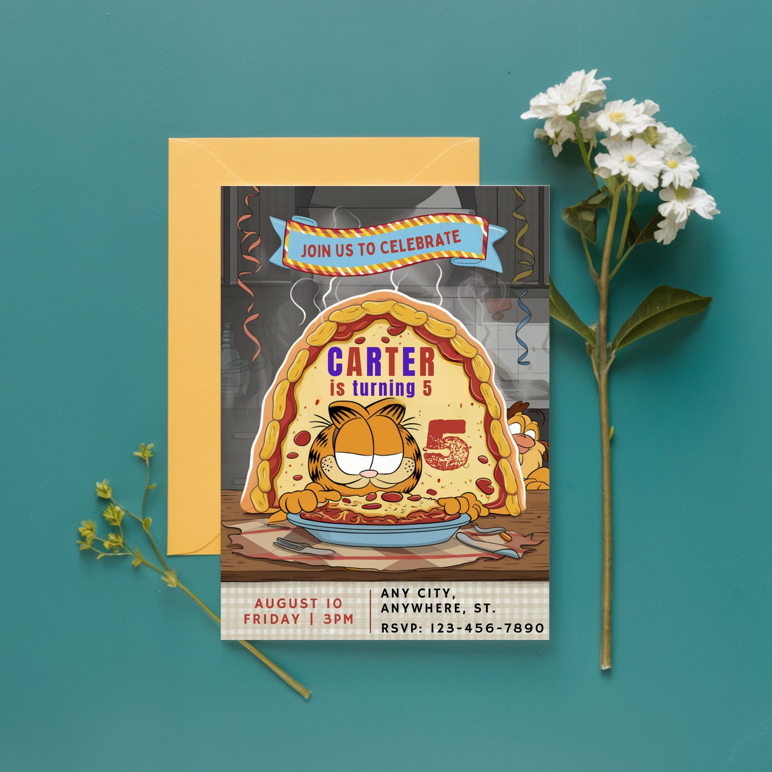 Printable Garfield Movie Birthday Party Invitation, Editable Garfield ...