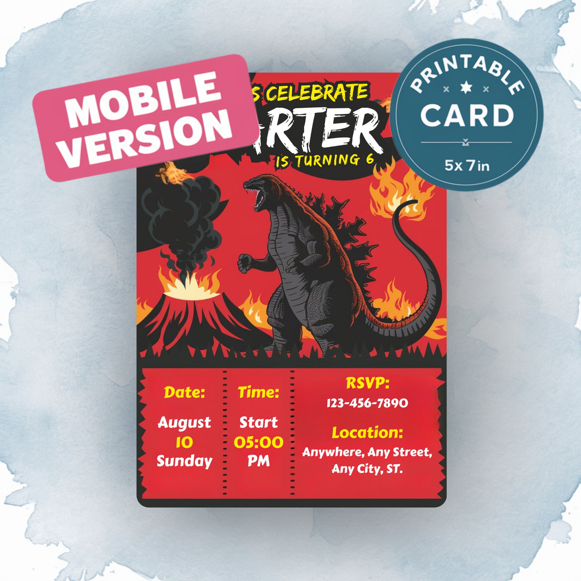 Customizable Godzilla X Kong Kids Birthday Party Invite Printable ...
