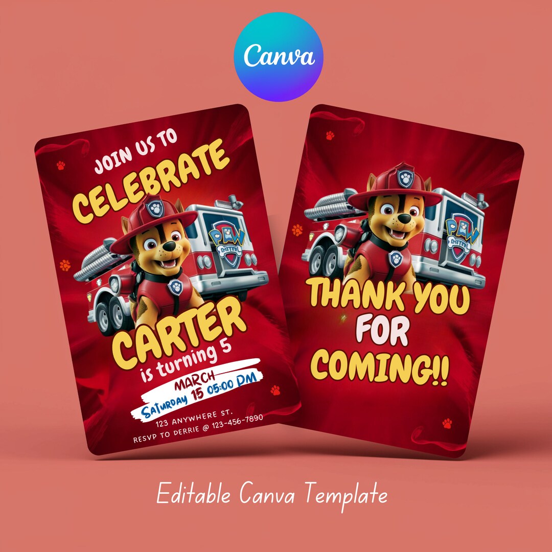 Paw Birthday Invitation Heroic Pup, Calling All Pups Birthday Party ...