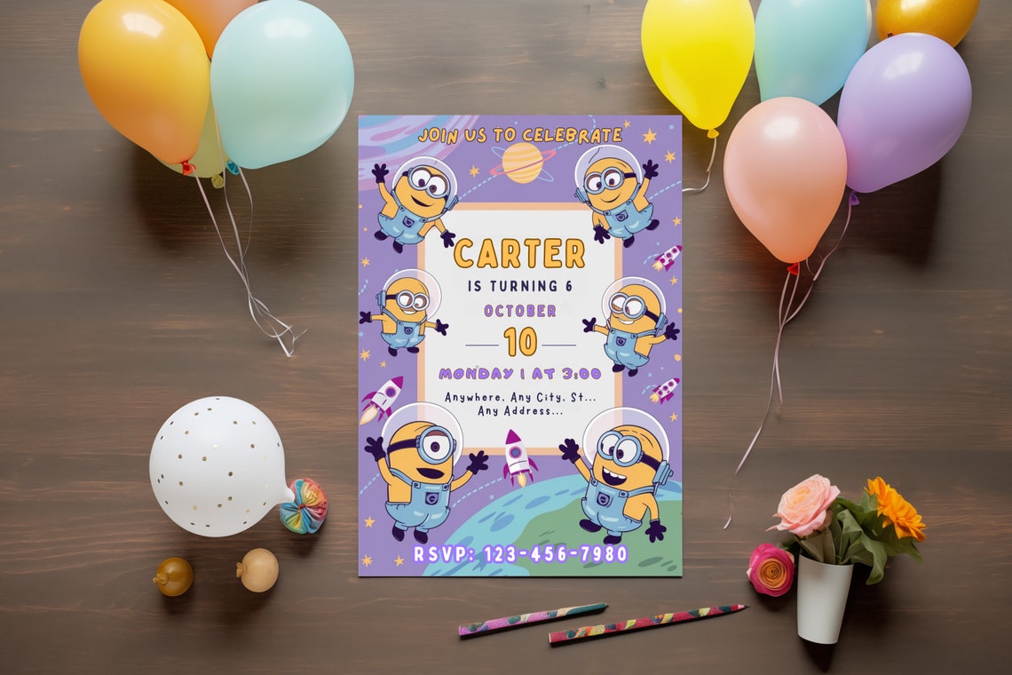 Editable-printable Minions Mobile Birthday Invitation for Boy and Girl ...