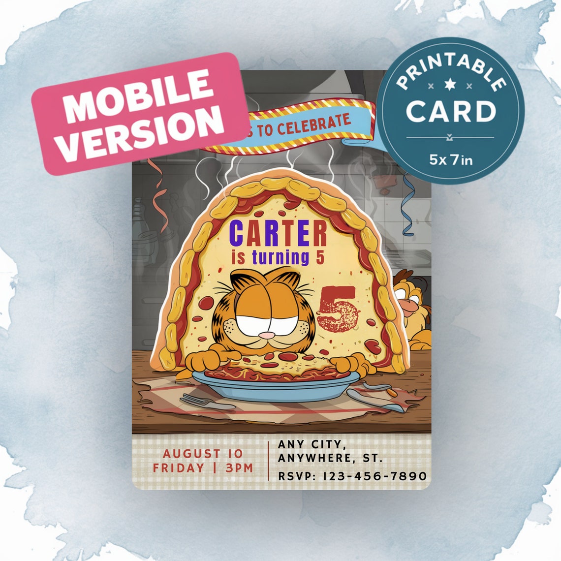 Printable Garfield Movie Birthday Party Invitation, Editable Garfield ...