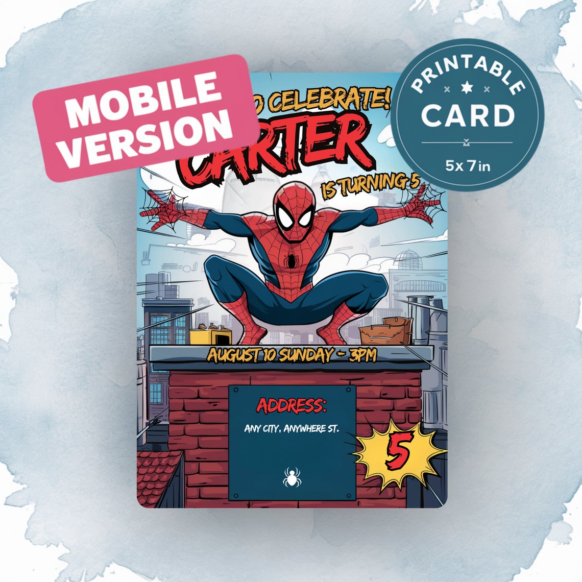Editable Spiderman Mobile Invitation Spiderman Birthday Party Evite ...