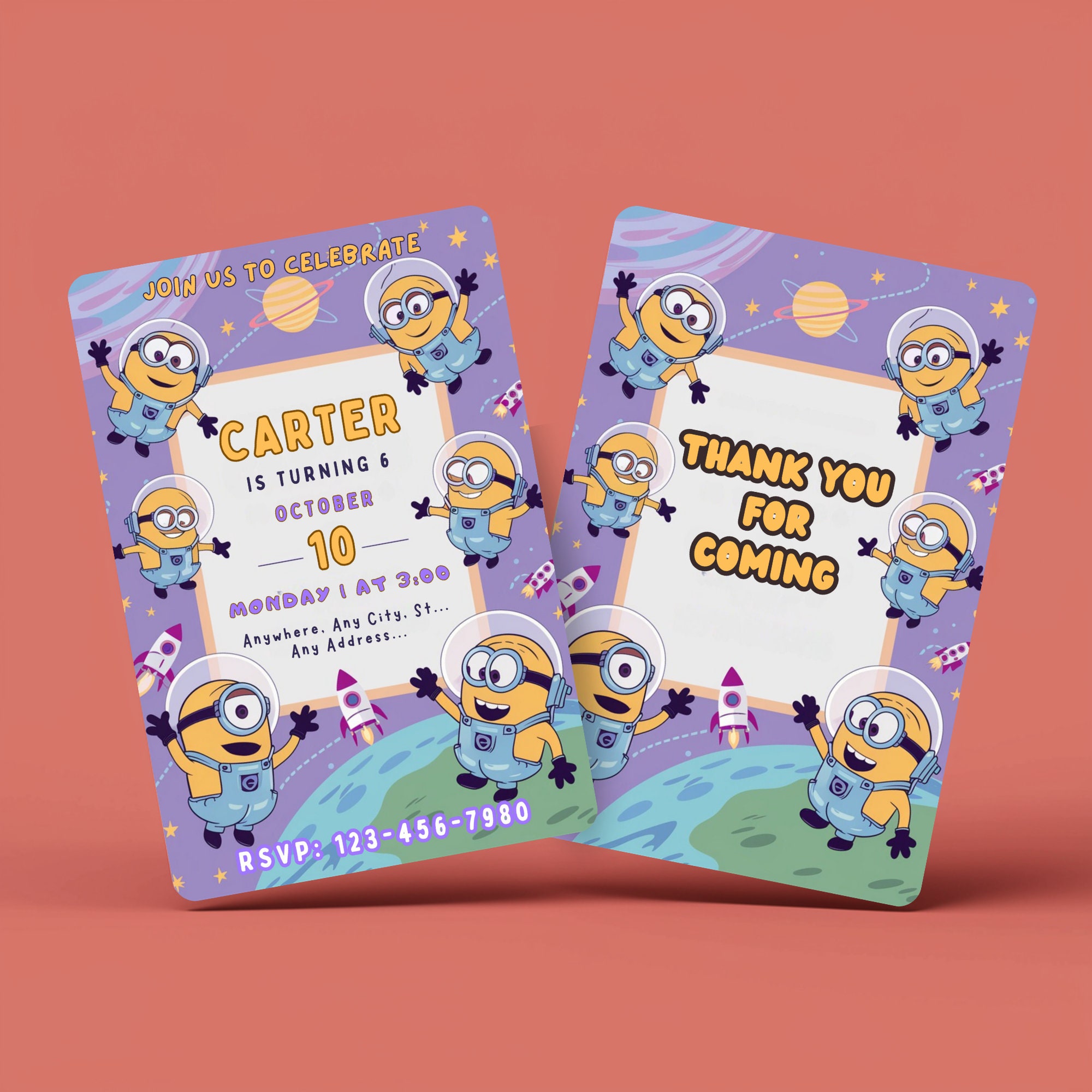 Editable-printable Minions Mobile Birthday Invitation for Boy and Girl ...