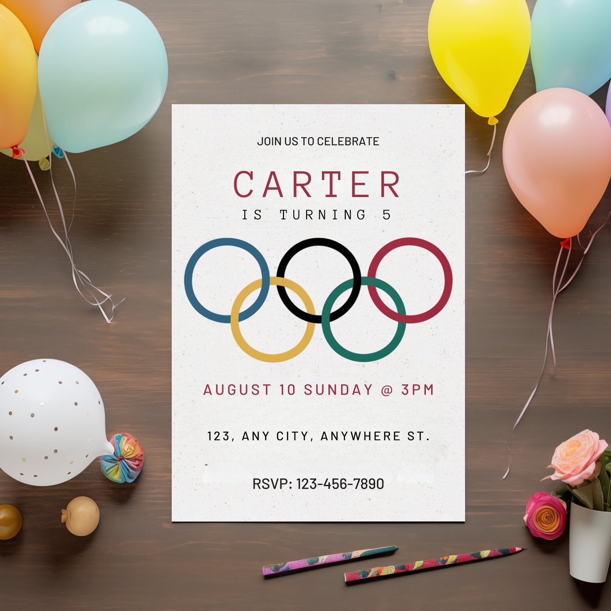 Olympics Birthday Invitation Template Olympic Birthday Invitation ...