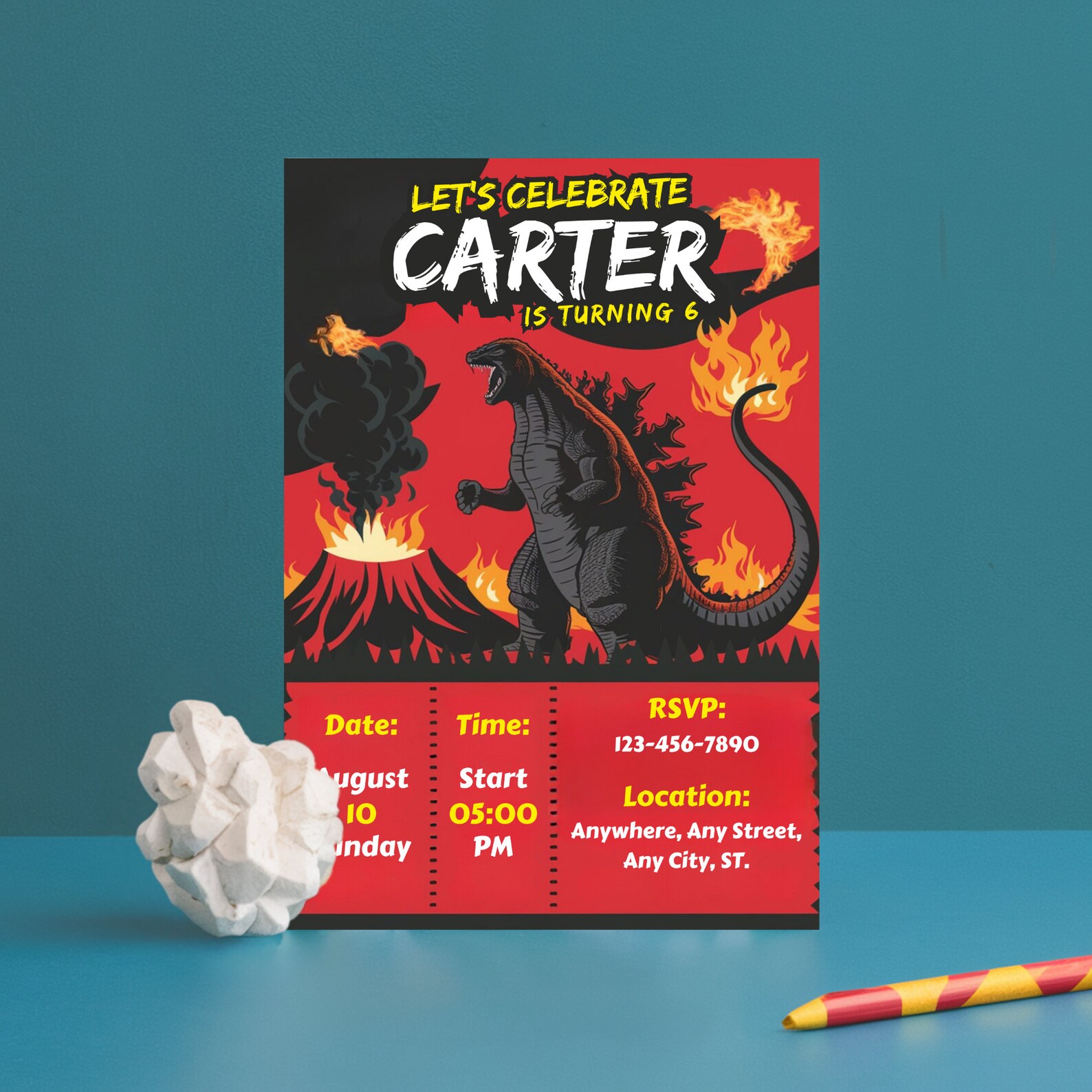 Customizable Godzilla X Kong Kids Birthday Party Invite Printable ...