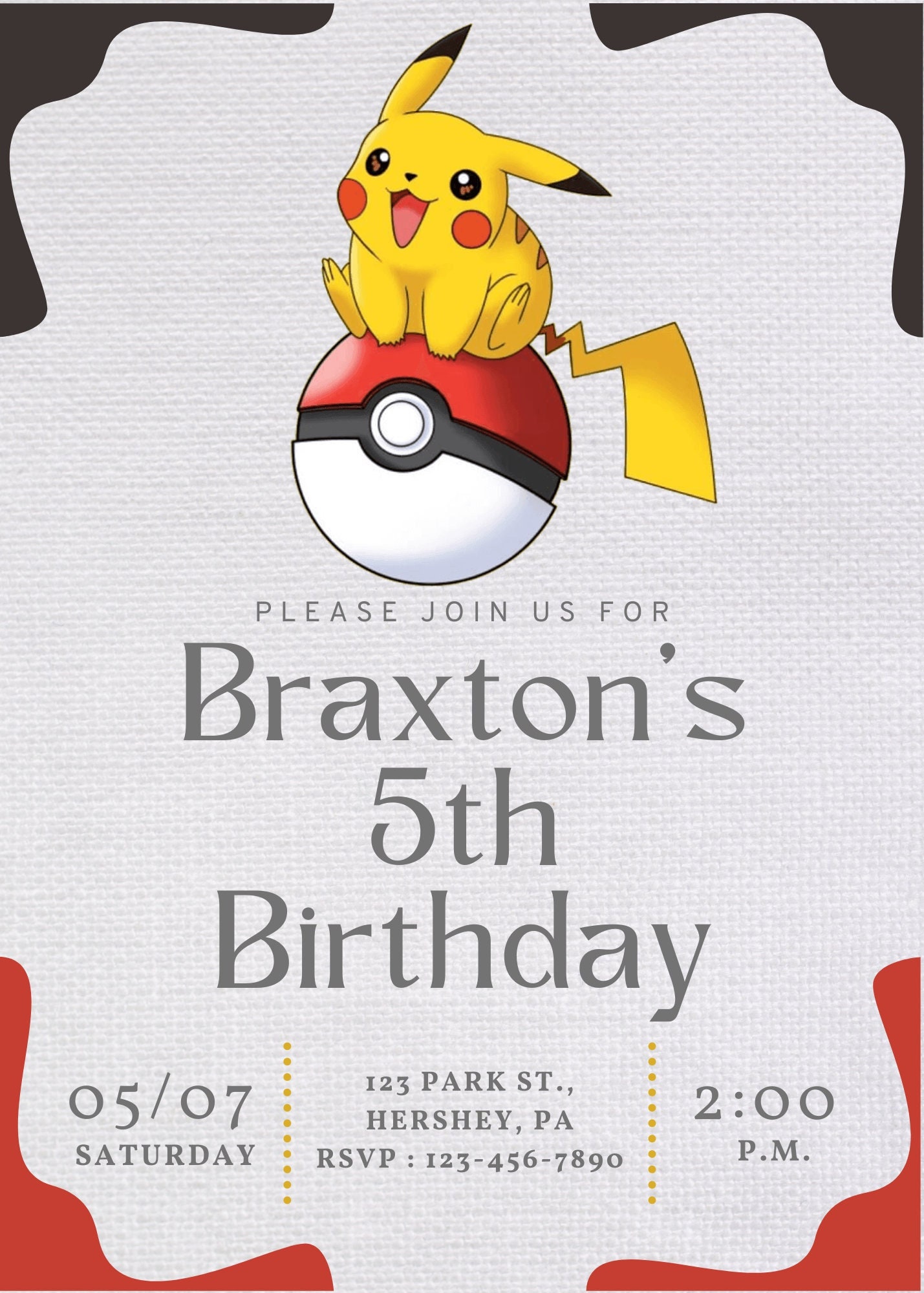 Pokemon Pikachu Birthday Invitation Template Digital Download - Etsy