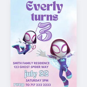 Ghost Spider Birthday Invitation Template - Digital Download - Etsy