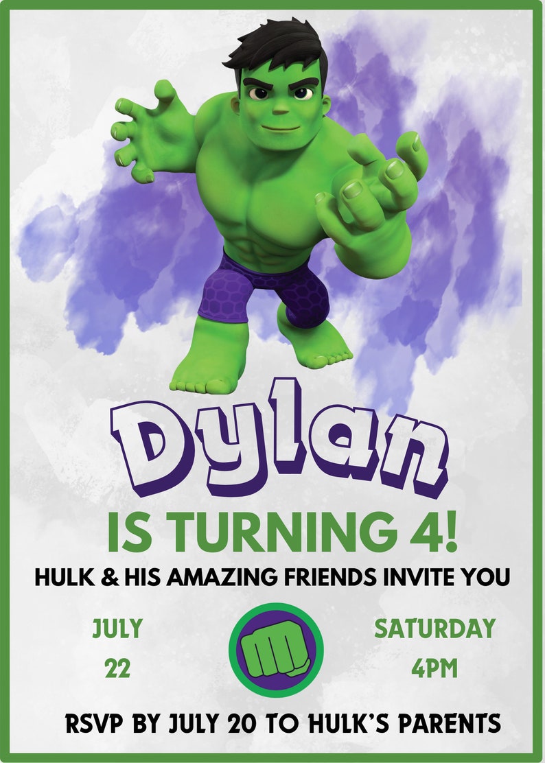 Hulk Birthday Party Invitation Spidey and Friends Digital Download - Etsy