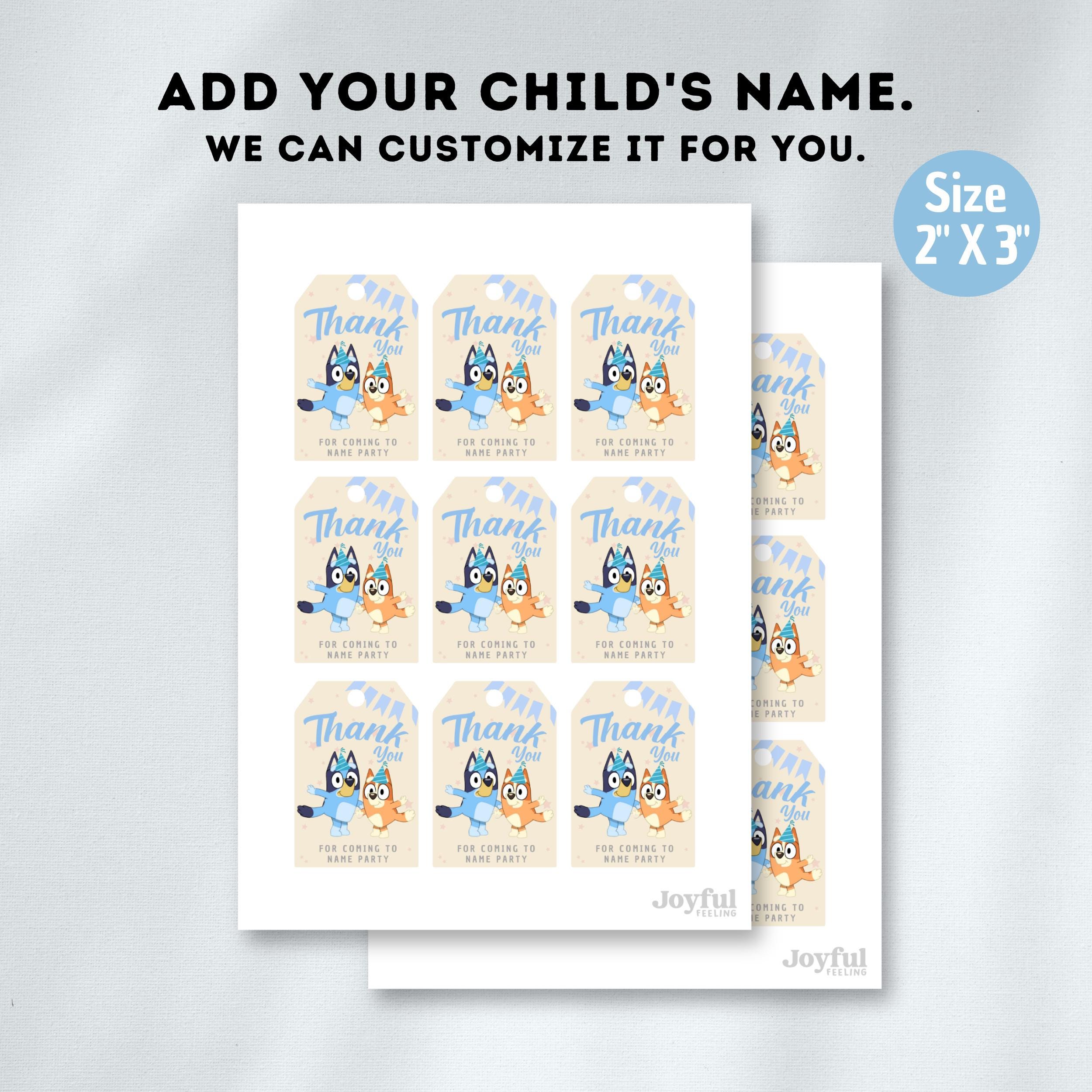 Blue Dog Birthday Thank You Tags, Editable Digital Tags, Instant ...