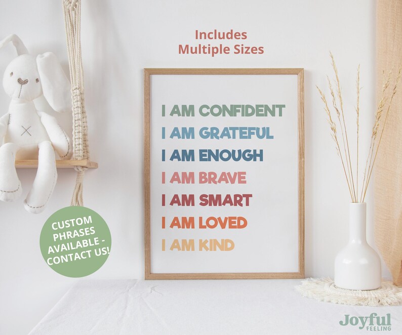 Printable Affirmation Poster for Kids Boho Colorful Wall Art Digital ...