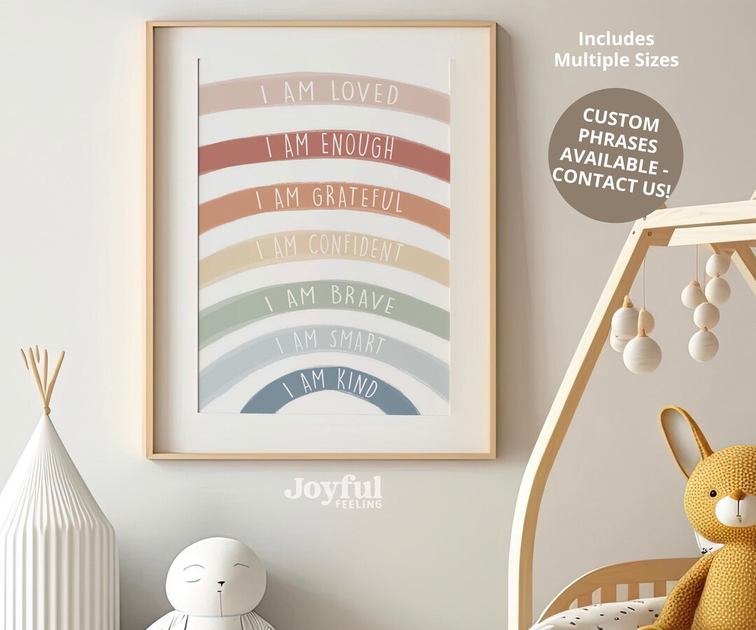 Printable Affirmation Poster for Kids Boho Rainbow Wall Art Digital ...