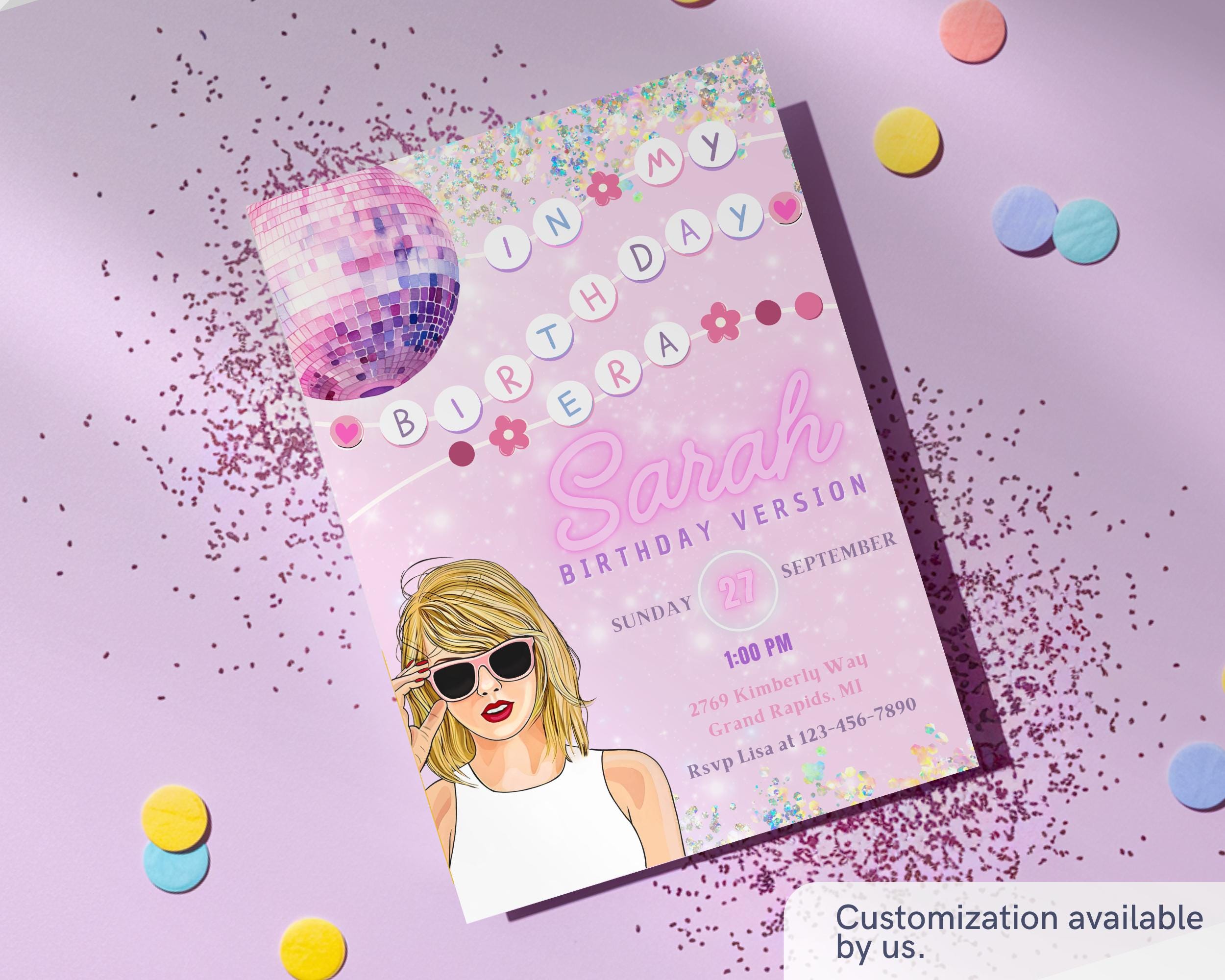 Editable Taylor Ts Birthday Invitation | Digital ‘in My Birthday Era ...
