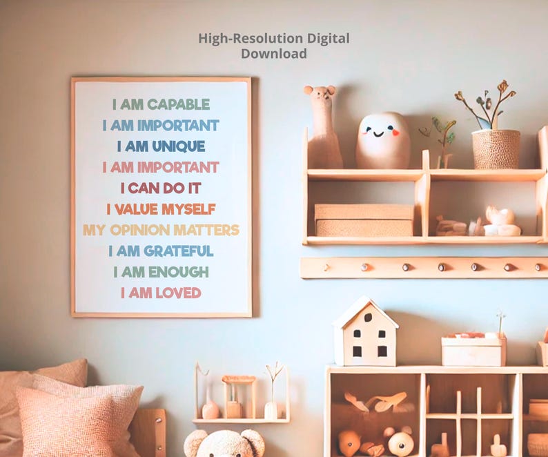 Printable Affirmation Poster for Kids Boho Motivational Wall Art ...