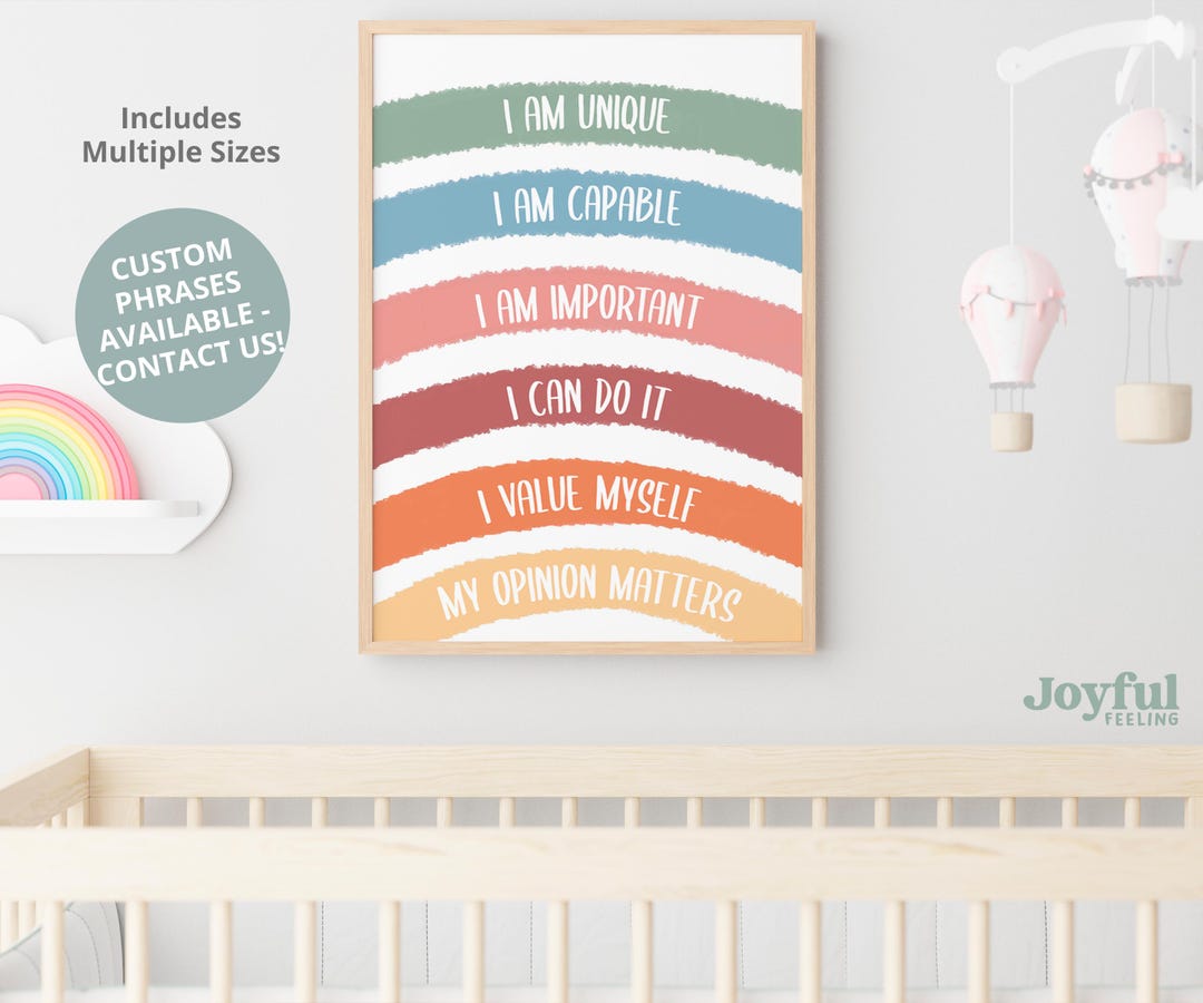 Printable Affirmation Poster for Kids Boho Rainbow Wall Art Digital ...
