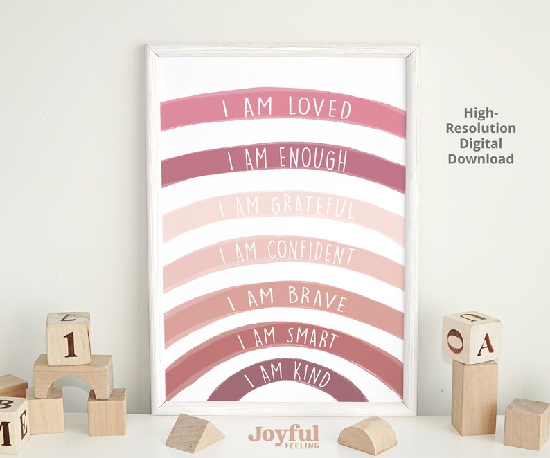 Printable Affirmation Poster for Kids Boho Pink Tones Wall Art Digital ...