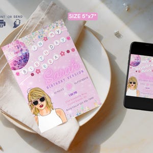 Editable Taylor Ts Birthday Invitation | Digital ‘in My Birthday Era ...
